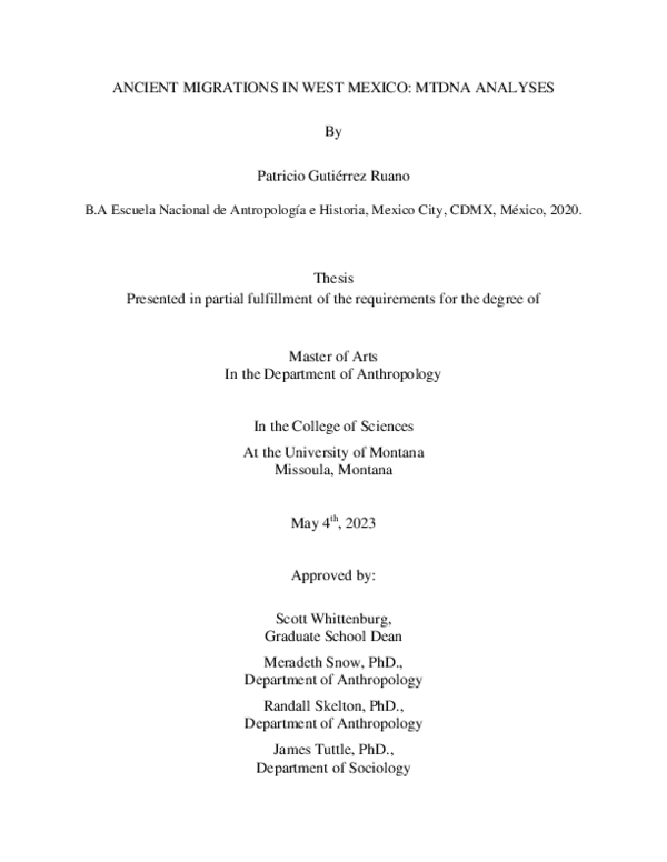 (PDF) Ancient Migrations in West Mexico: MtDNA Analyses