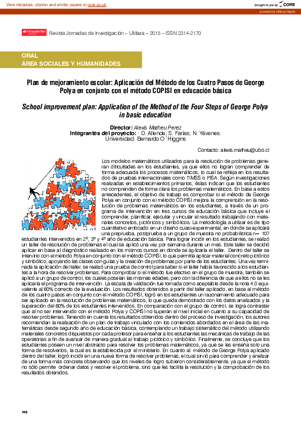 (PDF) Plan de mejoramiento escolar: Aplicación del Método de los Cuatro ...
