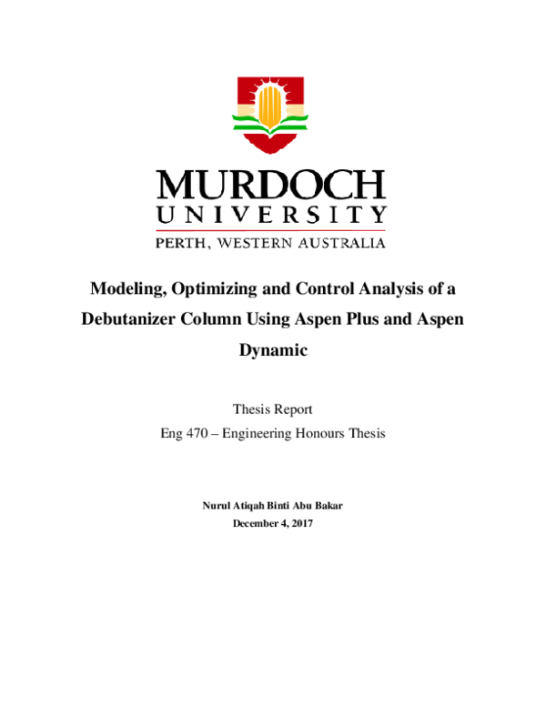 (PDF) Modeling, optimizing and control analysis of a debutanizer column ...