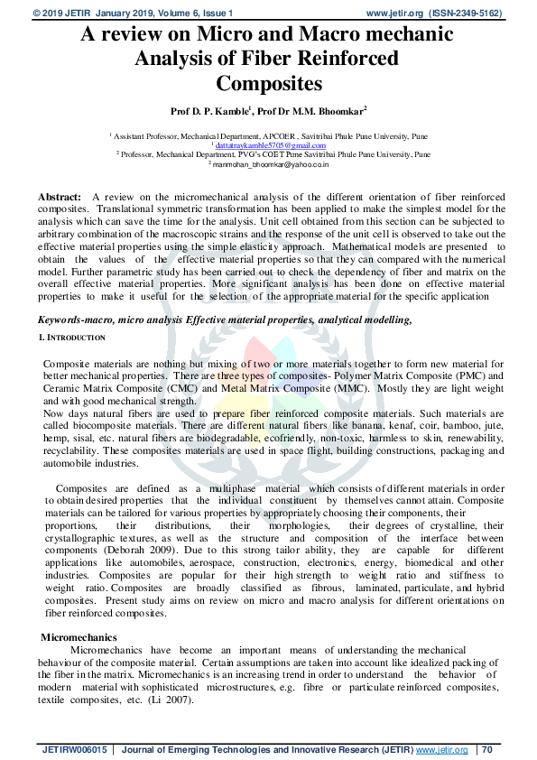(PDF) A review on Micro and Macro mechanic Analysis of Fiber Reinforced ...