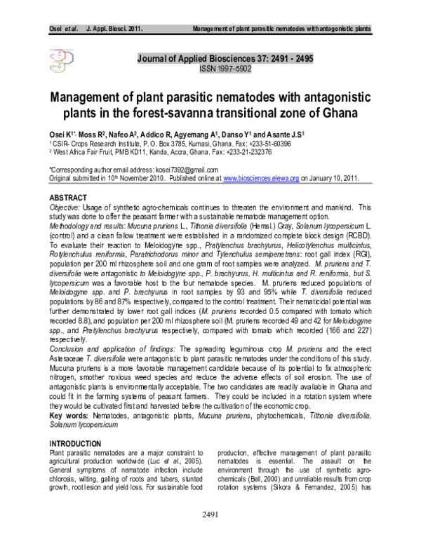 (PDF) Management of plant parasitic nematodes with antagonistic plants ...