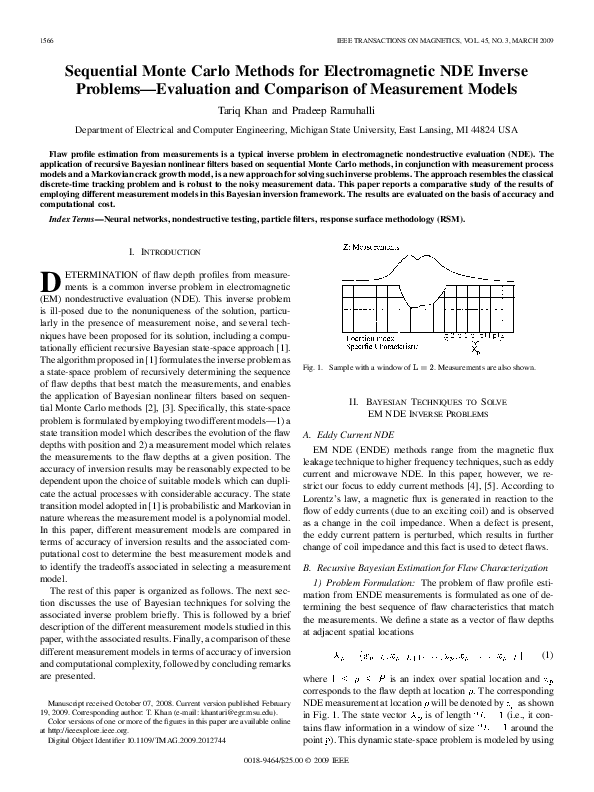(PDF) Sequential Monte Carlo Methods for Electromagnetic NDE Inverse Problems—Evaluation and ...