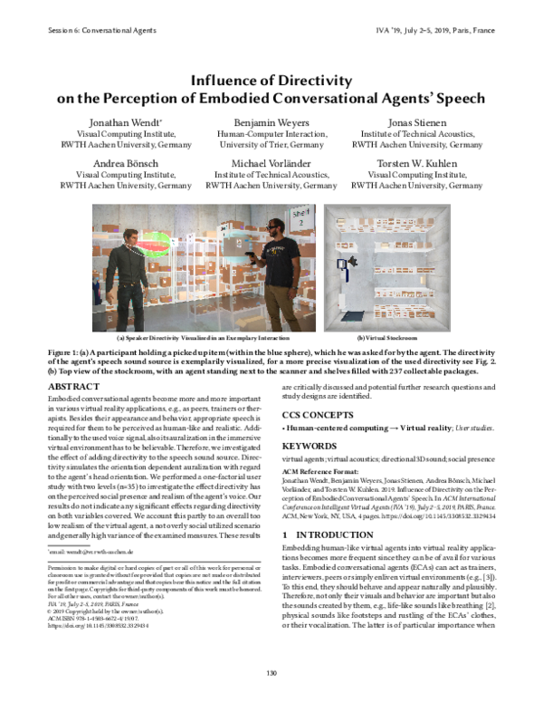 (PDF) Influence of Directivity on the Perception of Embodied ...