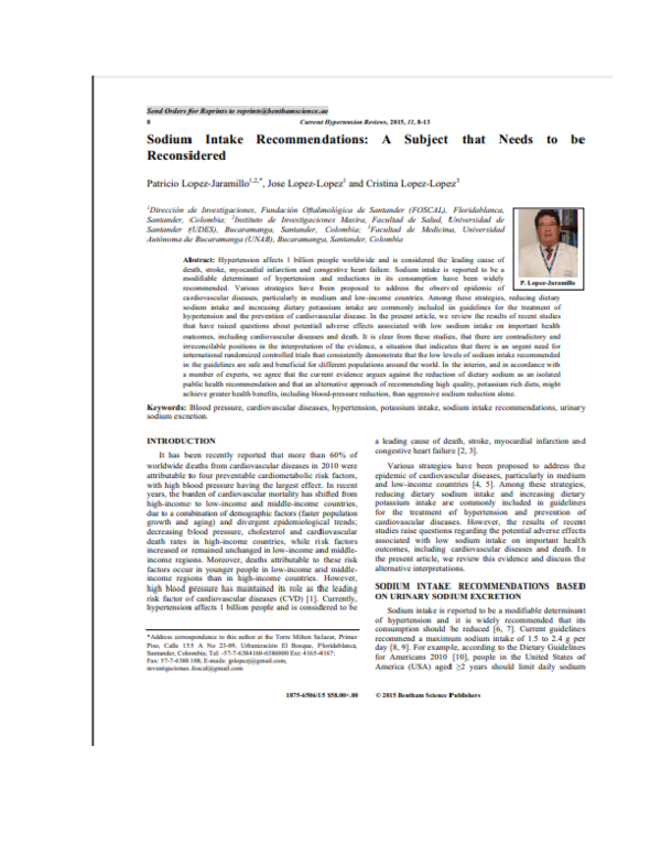 (PDF) Sodium Intake Recommendations: A Subject that Needs to be ...