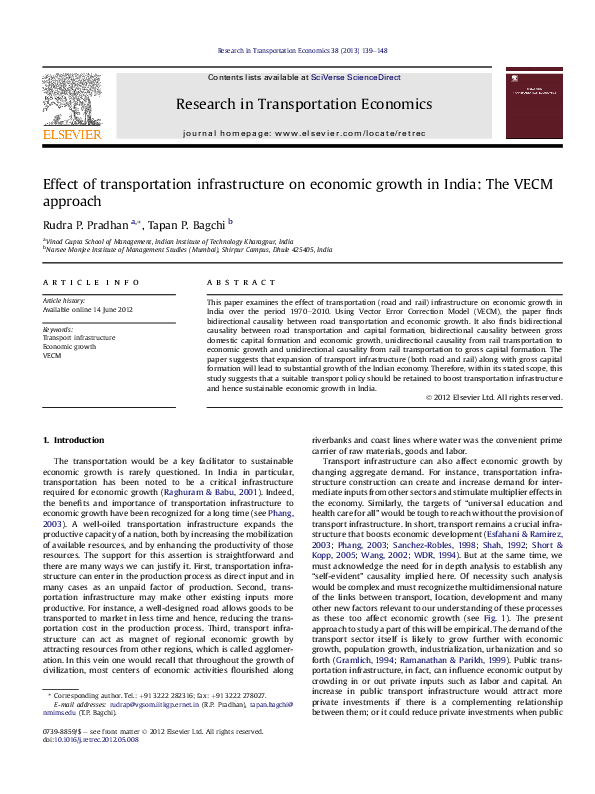(PDF) Effect of transportation infrastructure on economic growth in ...