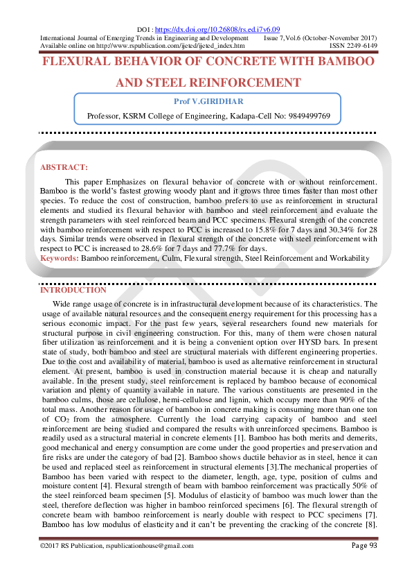 (PDF) Flexural Behavior of Concrete with Bamboo and Steel Reinforcement