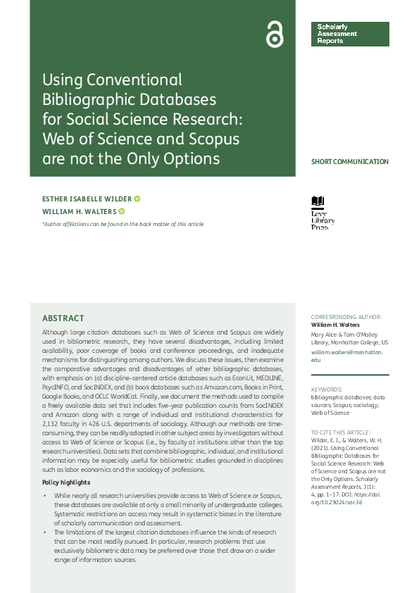 (PDF) Using Conventional Bibliographic Databases for Social Science ...