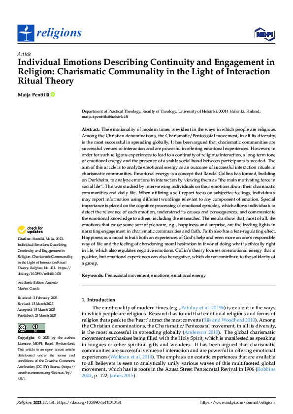 (PDF) Individual Emotions Describing Continuity and Engagement in ...