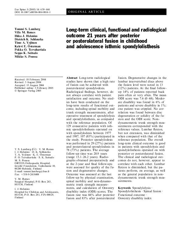 (PDF) Long-term clinical, functional and radiological outcome 21 years ...