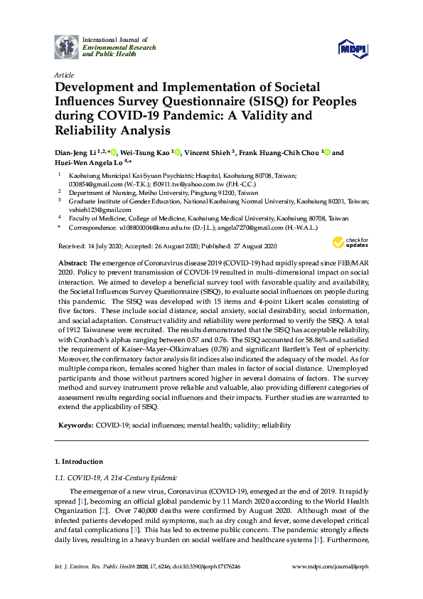 (PDF) Development and Implementation of Societal Influences Survey ...
