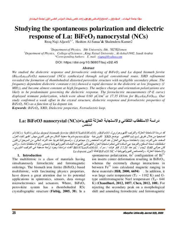 (PDF) Studying the spontaneous polarization and dielectric response of ...