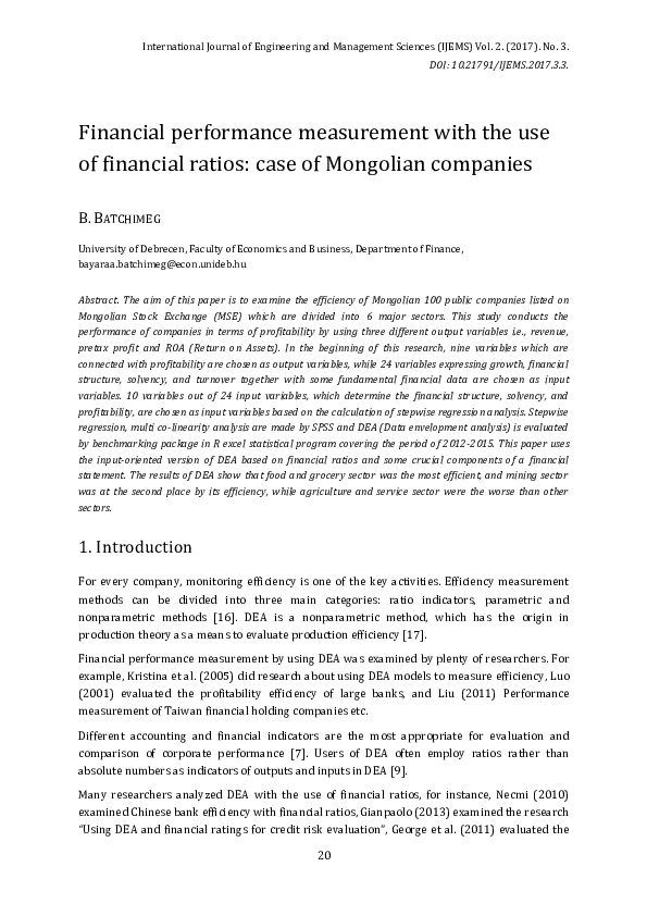 (PDF) Financial performance measurement with the use of financial ...