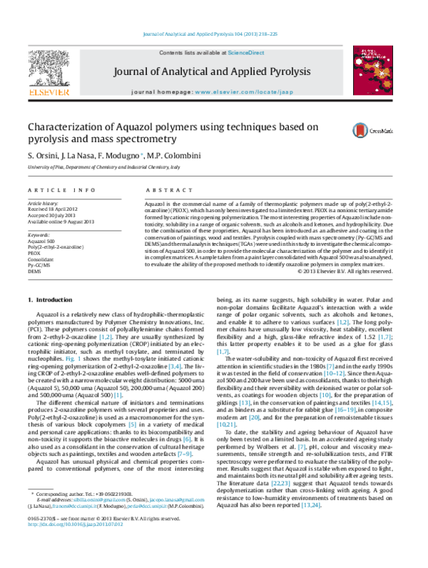 (PDF) Characterization of Aquazol polymers using techniques based on ...