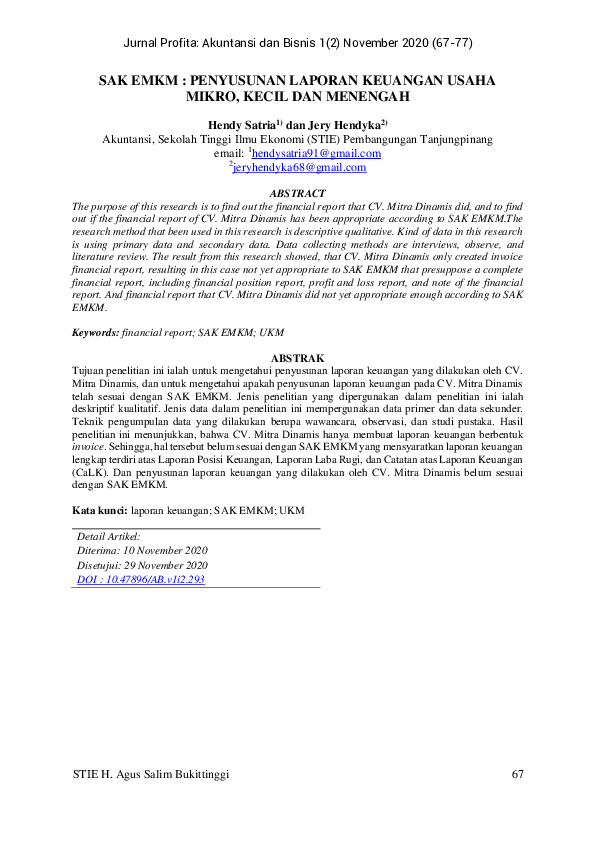 (PDF) Sak Emkm : Penyusunan Laporan Keuangan Usaha Mikro, Kecil Dan ...