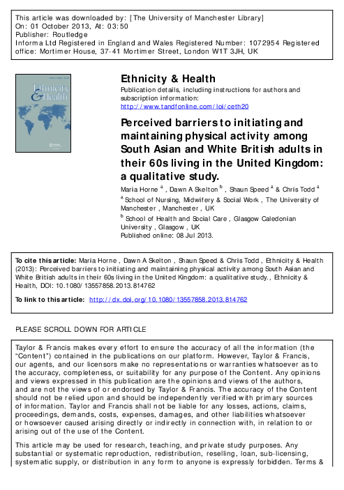 (PDF) Perceived barriers to initiating and maintaining physical activity among South Asian and ...