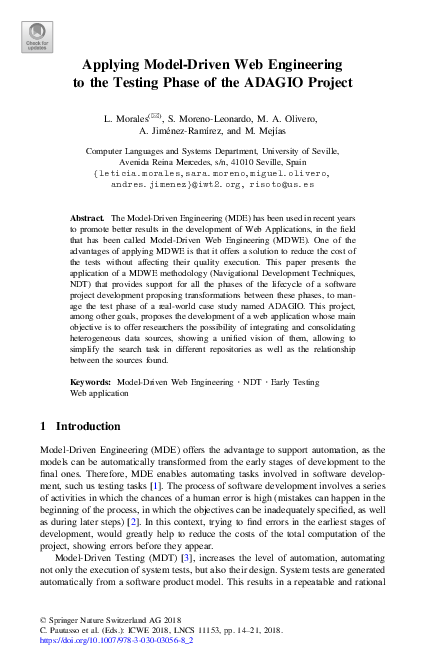 Pdf Applying Model Driven Web Engineering To The Testing Phase Of The