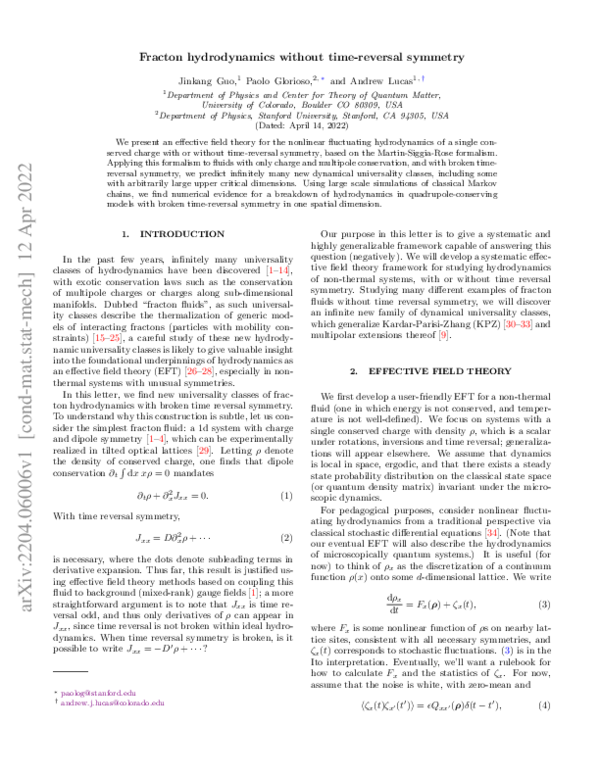 (PDF) Fracton Hydrodynamics without Time-Reversal Symmetry