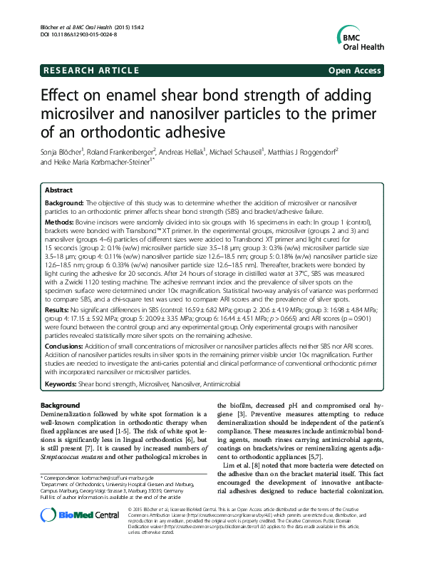 (PDF) Effect on enamel shear bond strength of adding microsilver and ...