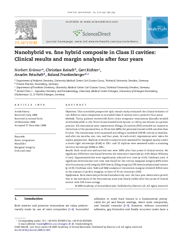 (PDF) Nanohybrid vs. fine hybrid composite in Class II cavities ...