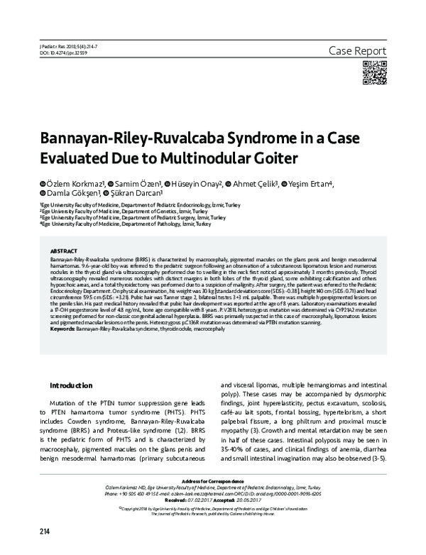 (PDF) Bannayan-Riley-Ruvalcaba Syndrome in a Case Evaluated Due to ...