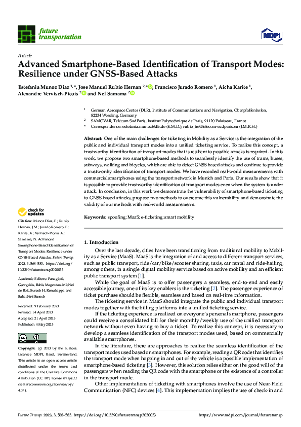 (PDF) Advanced Smartphone-Based Identification of Transport Modes: Resilience under GNSS-Based ...