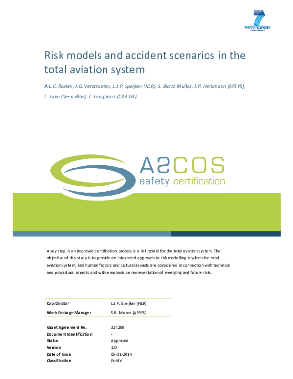 (PDF) Risk models and accident scenarios in the total aviation system
