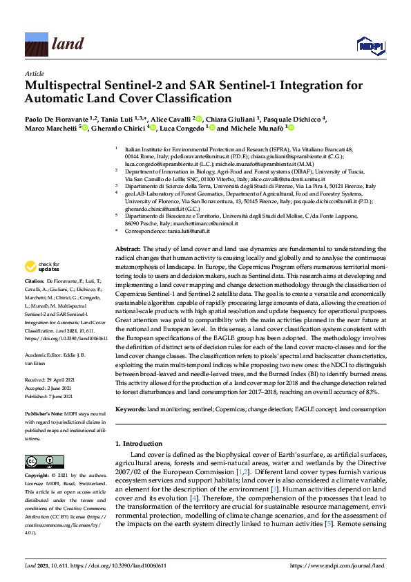 Pdf Multispectral Sentinel 2 And Sar Sentinel 1 Integration For