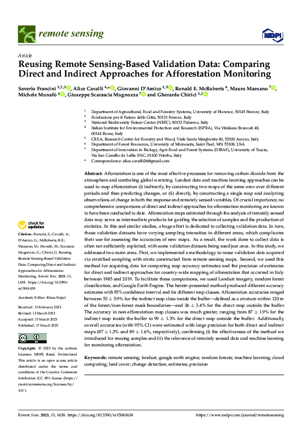 Pdf Reusing Remote Sensing Based Validation Data Comparing Direct And Indirect Approaches For
