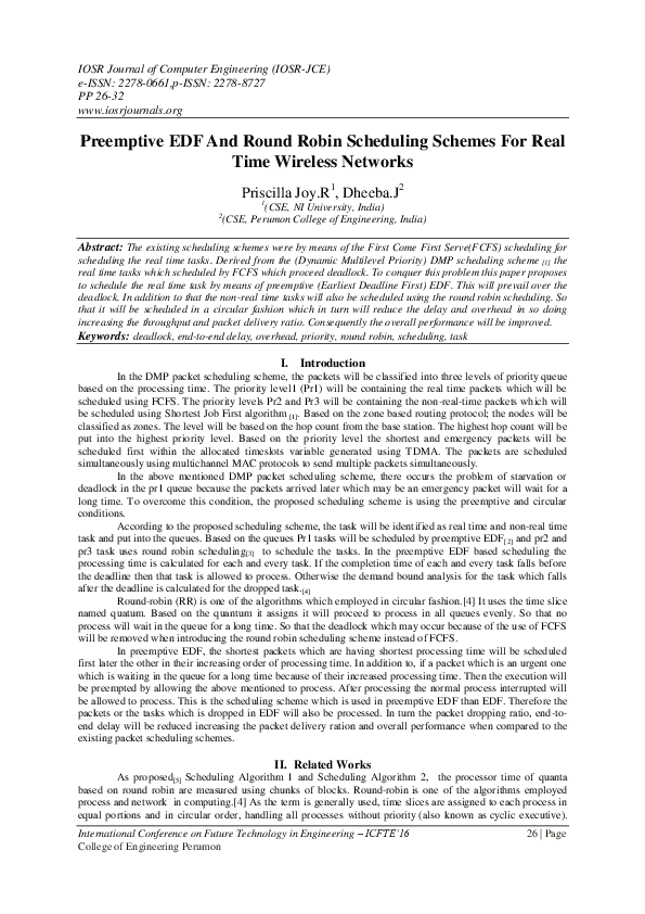 (PDF) Preemptive EDF And Round Robin Scheduling Schemes For Real Time ...