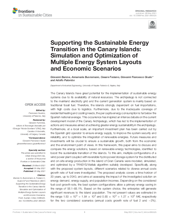 (PDF) Supporting the Sustainable Energy Transition in the Canary Islands: Simulation and ...