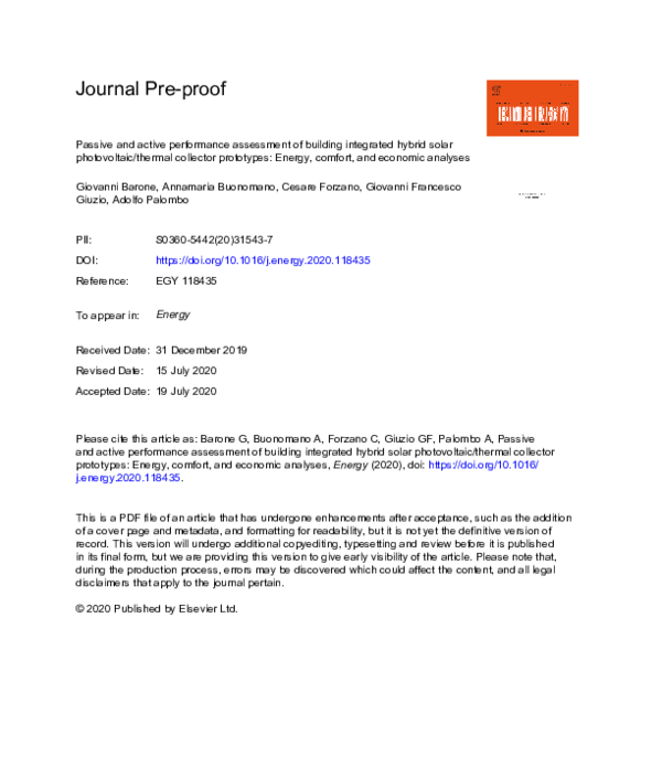(PDF) Passive and active performance assessment of building integrated ...