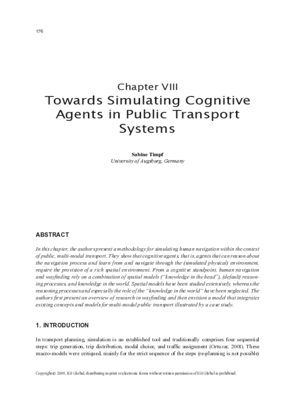 (PDF) Towards Simulating Cognitive Agents in Public Transport Systems