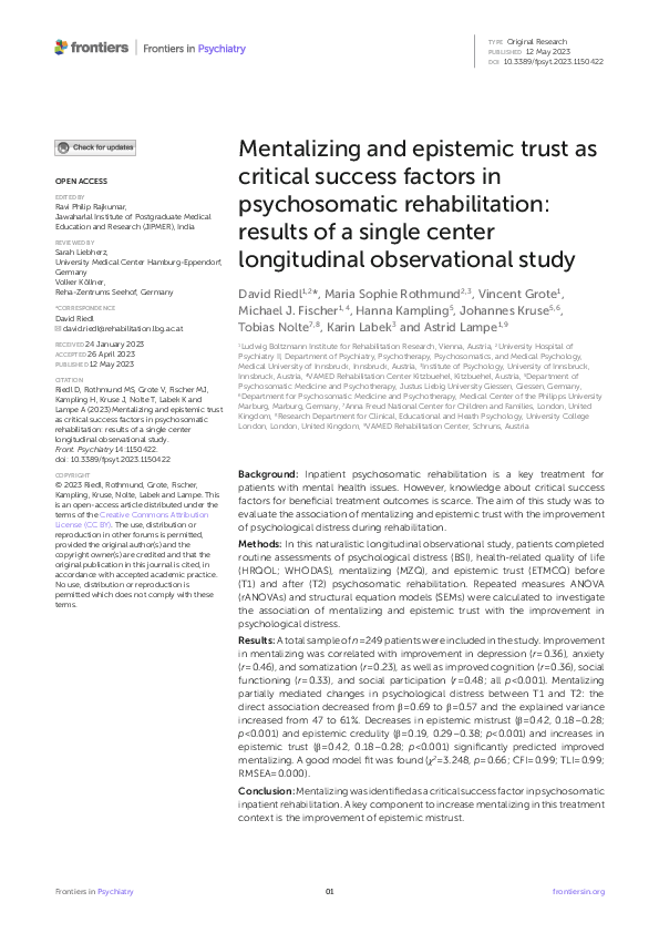(PDF) Mentalizing and epistemic trust as critical success factors in ...