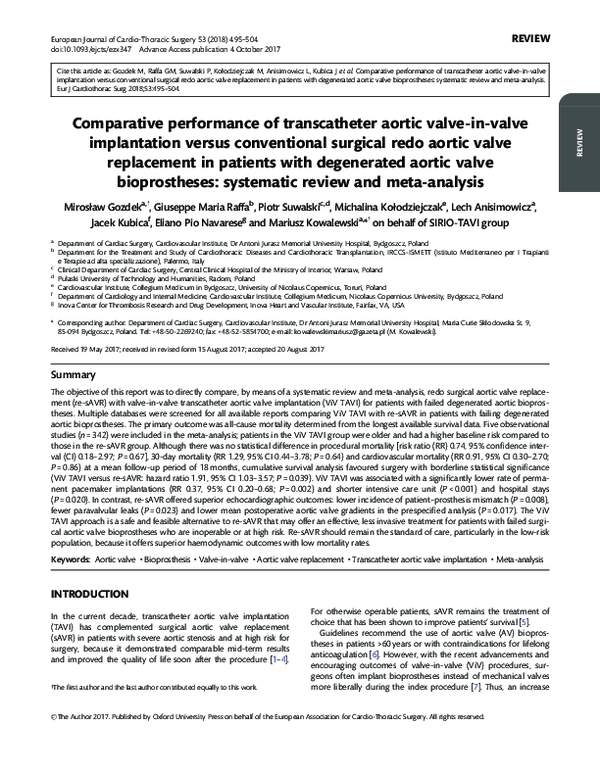 (PDF) Comparative performance of transcatheter aortic valve-in-valve implantation versus ...