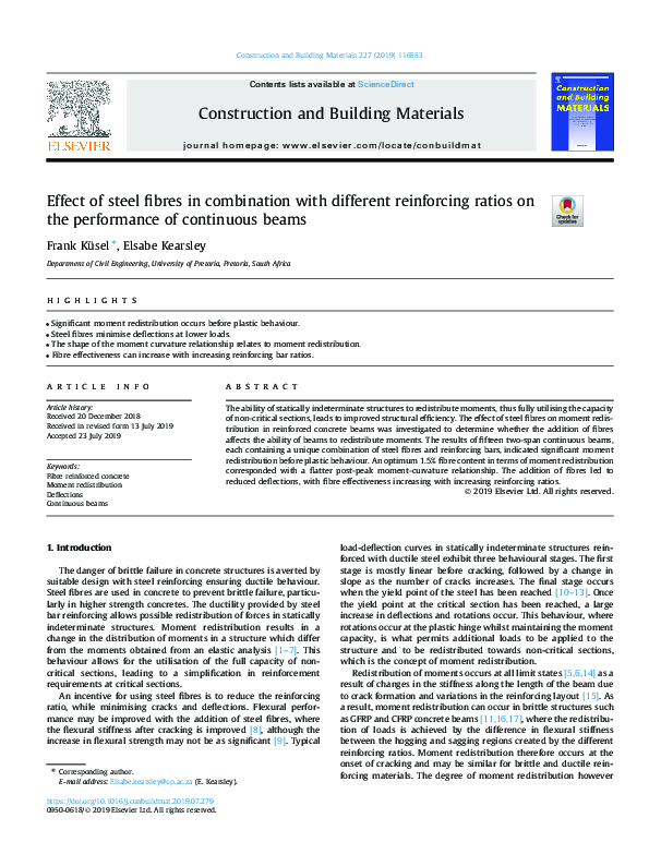 (PDF) Effect of steel fibres in combination with different reinforcing ...
