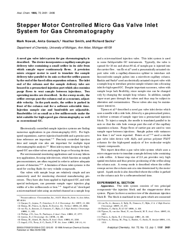(PDF) Stepper Motor Controlled Micro Gas Valve Inlet System for Gas ...