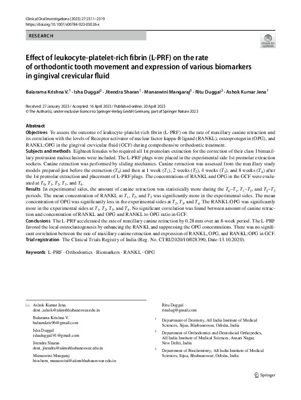 (PDF) Effect of leukocyte-platelet-rich fibrin (L-PRF) on the rate of ...