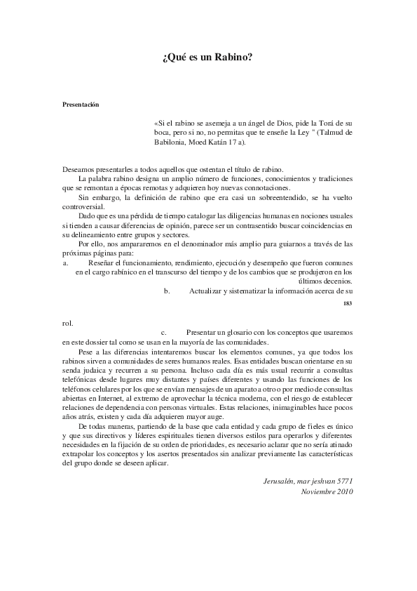 (PDF) Qué es un Rabino? Presentación
