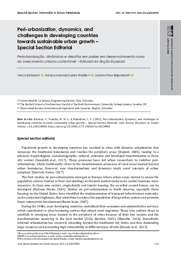 (PDF) Peri-urbanization, dynamics, and challenges in developing ...