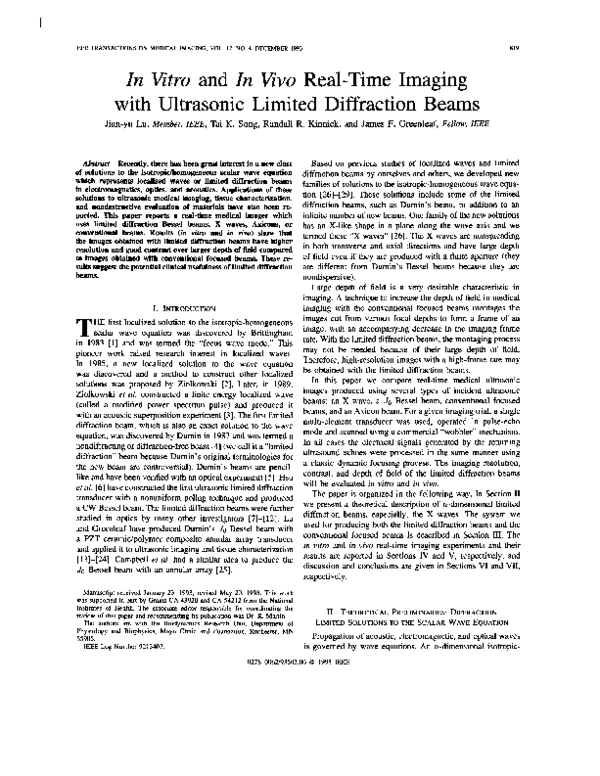 (PDF) In vitro and in vivo real-time imaging with ultrasonic limited ...