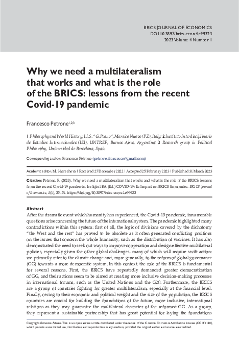 (PDF) Why we need a multilateralism that works and what is the role of ...