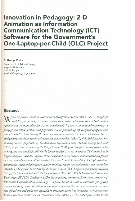 (PDF) Innovation in Pedagogy: 2-D Animation as Information ...