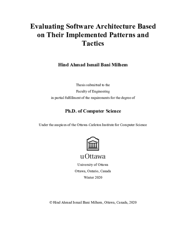 (PDF) Evaluating Software Architecture Based on Their Implemented Patterns and Tactics