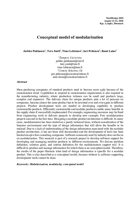 (PDF) Conceptual model of modularisation
