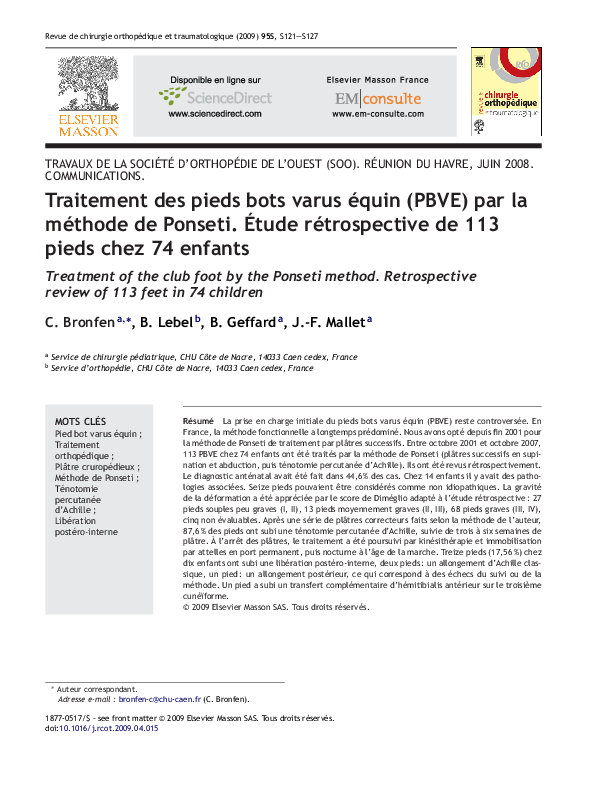 (PDF) Traitement des pieds bots varus équin (PBVE) par la méthode de ...
