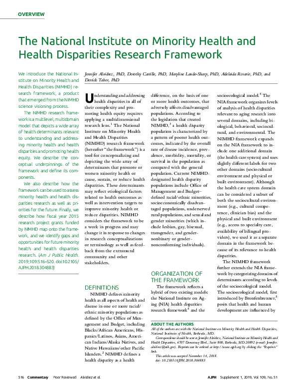 (PDF) The National Institute on Minority Health and Health Disparities ...