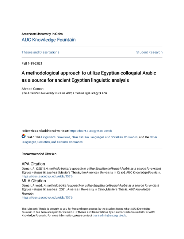 (PDF) A methodological approach to utilize Egyptian colloquial Arabic ...