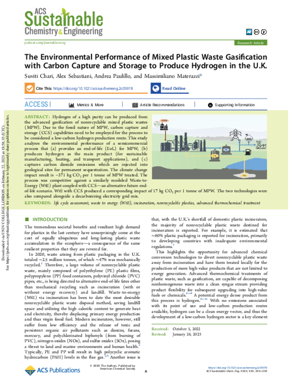 (PDF) The Environmental Performance of Mixed Plastic Waste Gasification ...