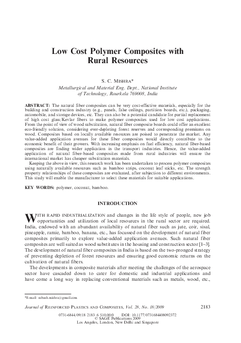 (PDF) Low Cost Polymer Composites with Rural Resources