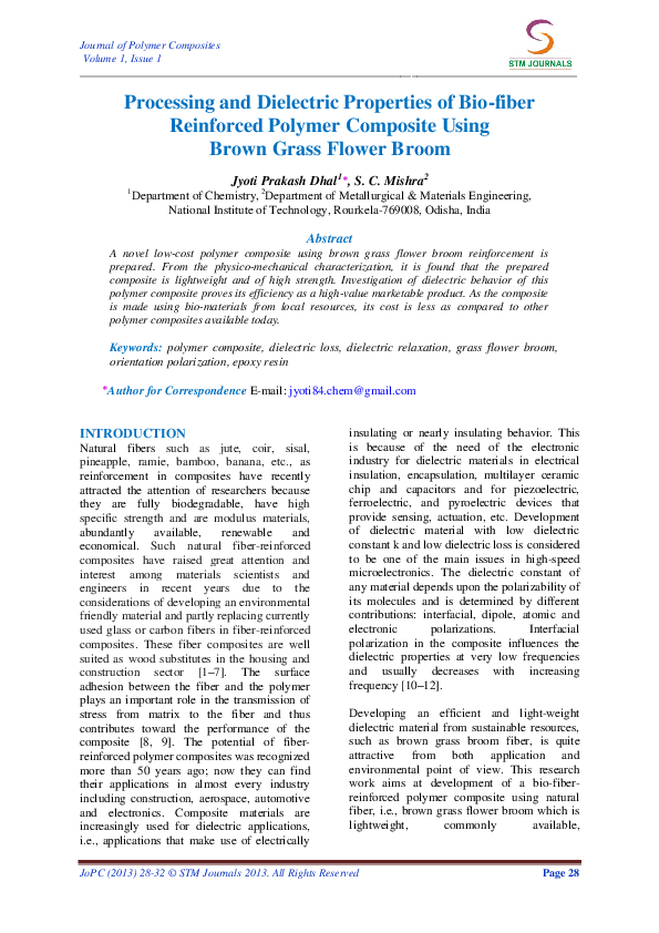 (PDF) Processing and Dielectric Properties of Bio-fiber Reinforced ...